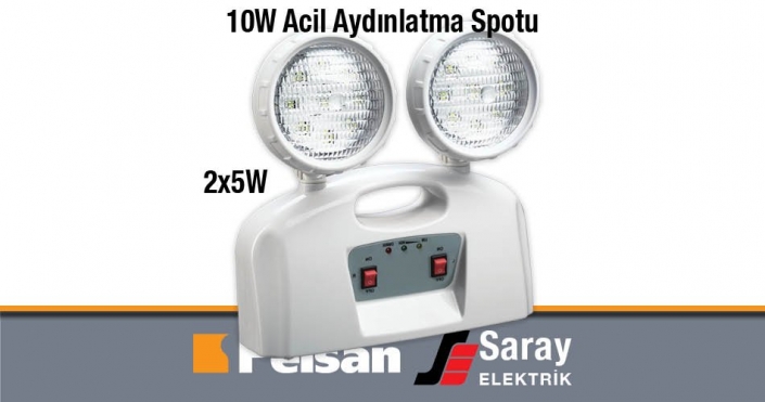 10W Led Acil Aydınlatma Spotu 203913 2x5W 4 saat IP40 - Saray Elektrik 10W Led Acil Aydınlatma Spotu 203913 2x5W 4 saat IP40 - Saray Elektrik