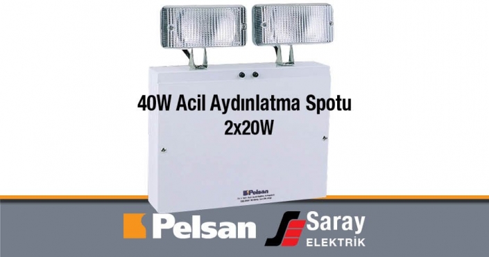 40W Acil Aydınlatma Spotu 2x20W - Saray Elektrik 40W Acil Aydınlatma Spotu 2x20W - Saray Elektrik