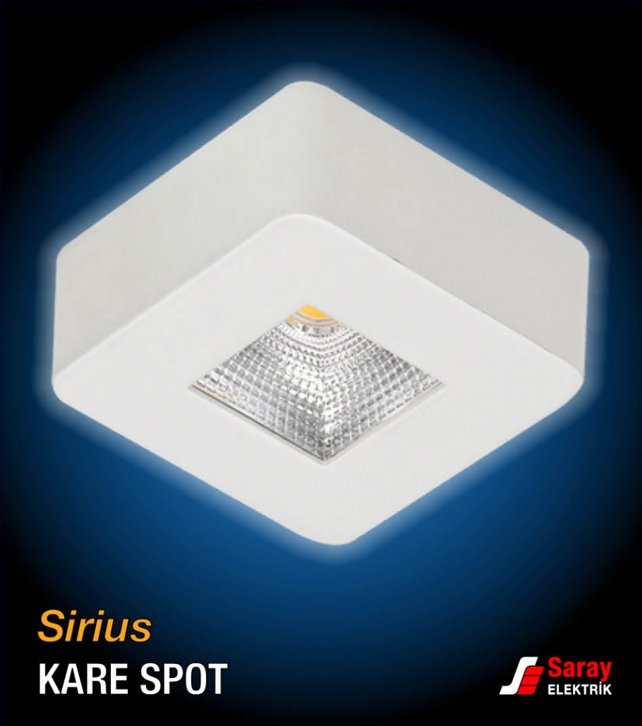 Sirius Kare Spot 5W, 4000 k, 616 lm, Ral 9016, IP20 - Saray Elektrik