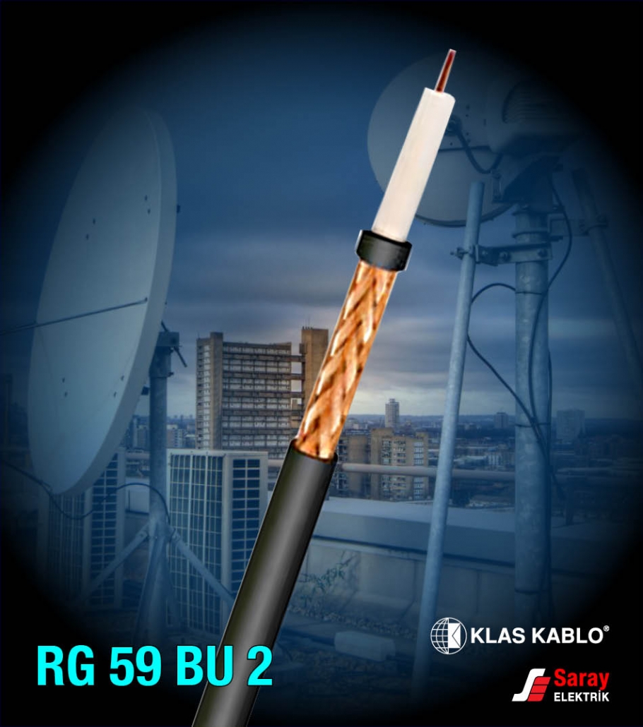 RG 59 BU 2 75 Ω, 67 pF/m İletken 0,60 mmØ bakır tel - Saray Elektrik
